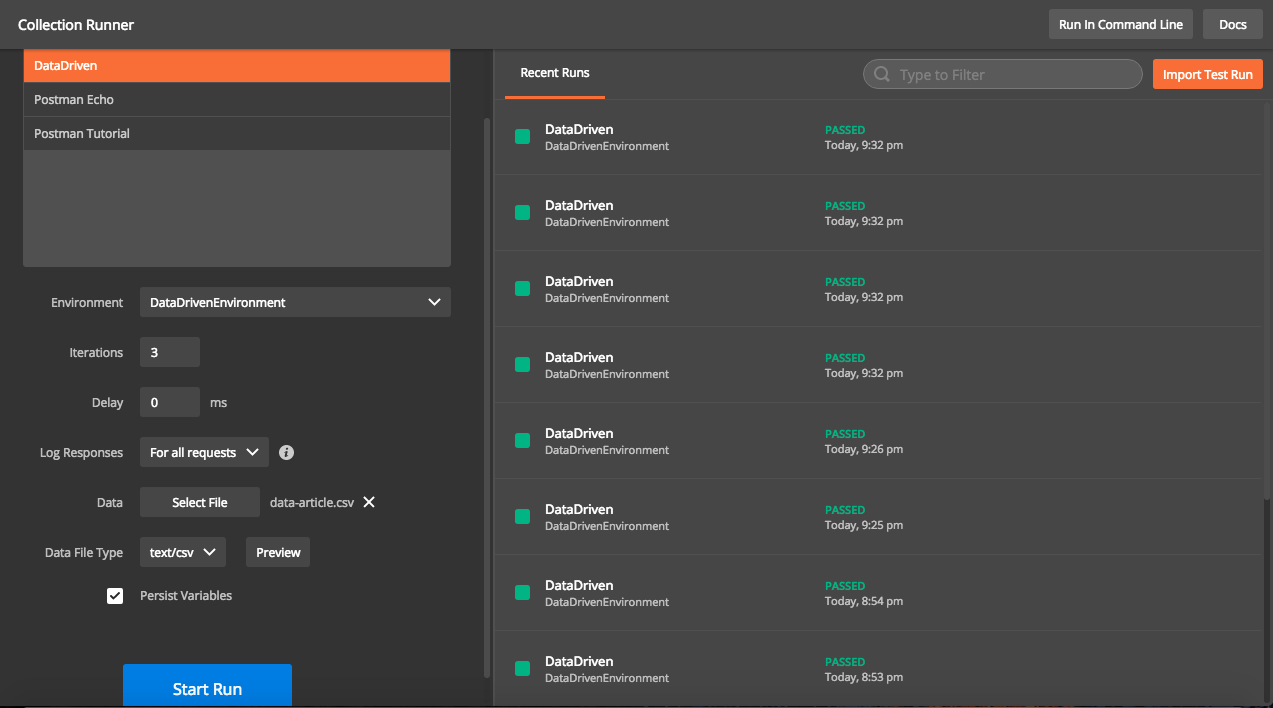 Postman Using Data File Aby George A